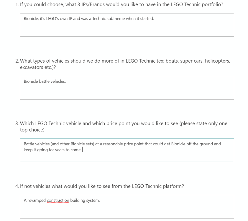 LEGO Technic Fan Survey - LEGO - The TTV Message Boards